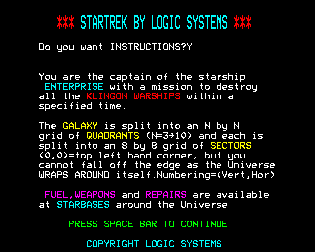 Startrek (1983) - MobyGames