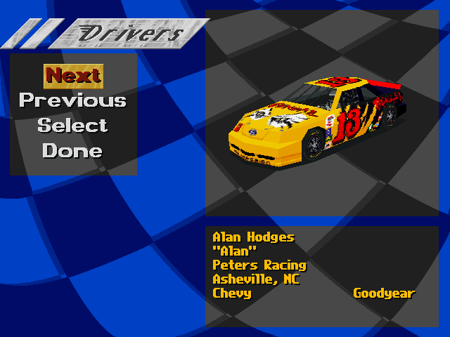 Screenshot of NASCAR Racing (DOS, 1994) - MobyGames