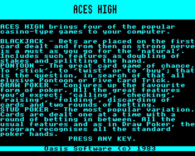 Aces High (1983) - MobyGames