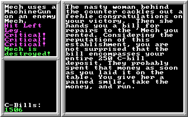 Screenshot of BattleTech: The Crescent Hawk's Inception (DOS, 1988 ...