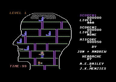 Screenshot of Headache (Commodore 64, 1984) - MobyGames