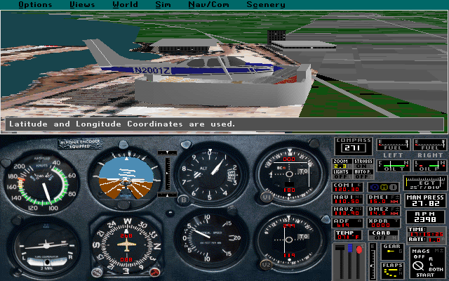 Screenshot of Microsoft Flight Simulator (v5.0) (DOS, 1993) - MobyGames