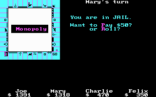 Screenshot of Monopoly (DOS, 1985) - MobyGames