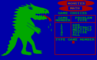Screenshot of Monster Math (DOS, 1983) - MobyGames