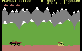 Screenshot of Moon Patrol (Commodore 64, 1982) - MobyGames