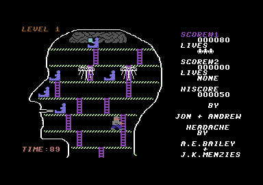 Screenshot of Headache (Commodore 64, 1984) - MobyGames