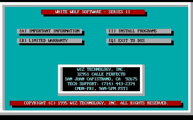 Screenshot of White Wolf Software: Series II (DOS, 1995) - MobyGames