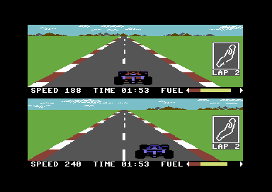 Screenshot of Pitstop II (Commodore 64, 1984) - MobyGames