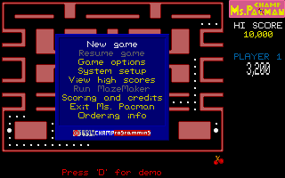 Screenshot of CHAMP Ms. Pacman (DOS, 1994) - MobyGames