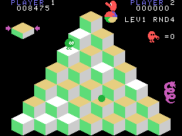 Screenshot of Q*bert (TI-99/4A, 1982) - MobyGames