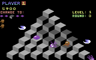 Screenshot of Q*bert (Commodore 64, 1982) - MobyGames