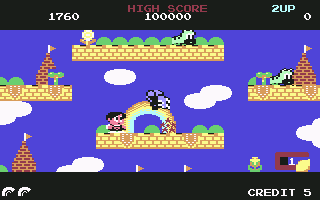 Screenshot of Rainbow Islands (Commodore 64, 1987) - MobyGames