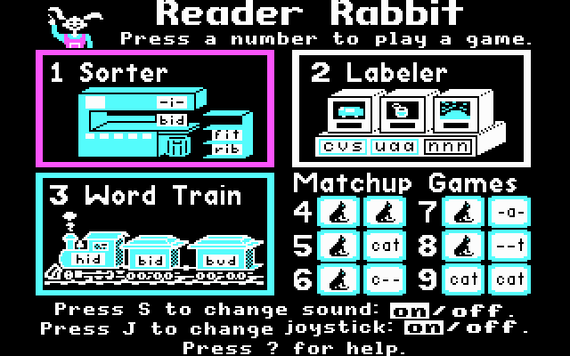 Screenshot of Reader Rabbit (DOS, 1984) - MobyGames