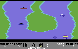 Screenshot of River Raid (Commodore 64, 1982) - MobyGames