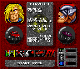 Screenshot of Rock n' Roll Racing (SNES, 1993) - MobyGames