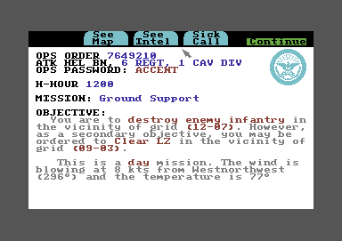 Screenshot of Gunship (Commodore 64, 1986) - MobyGames