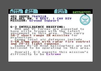 Screenshot of Gunship (Commodore 64, 1986) - MobyGames