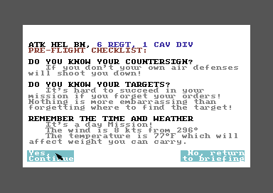 Screenshot of Gunship (Commodore 64, 1986) - MobyGames