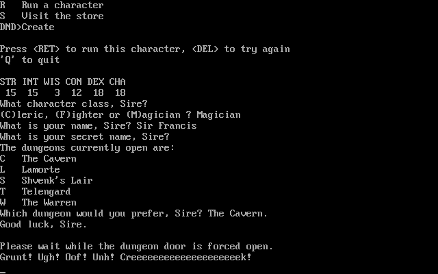Screenshot of DND (DOS, 1976) - MobyGames