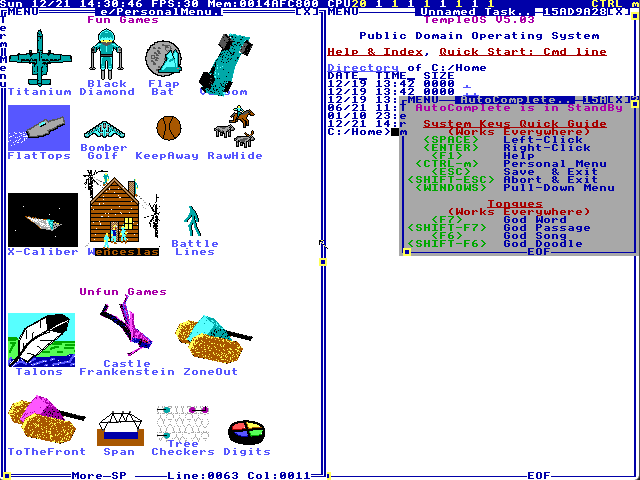 TempleOS (included games) screenshots - MobyGames