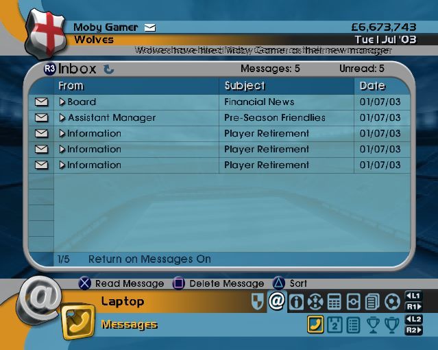 Screenshot of LMA Manager 2004 (PlayStation 2, 2004) - MobyGames