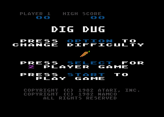 Screenshot of Dig Dug (Atari 8-bit, 1982) - MobyGames