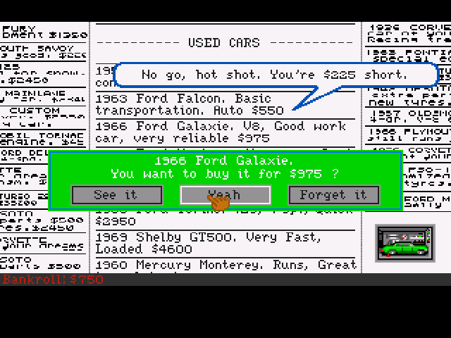 Screenshot of Street Rod 2: The Next Generation (Amiga, 1991) - MobyGames