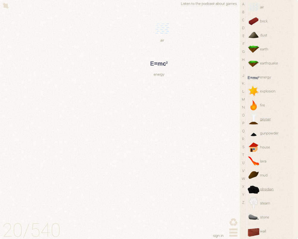 Screenshot of Little Alchemy (Browser, 2010) - MobyGames
