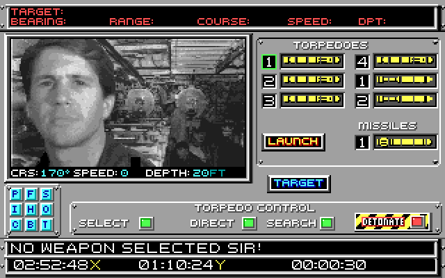 Screenshot of 688 Attack Sub (DOS, 1989) - MobyGames