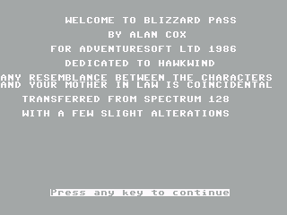 Blizzard Pass (1986) - MobyGames