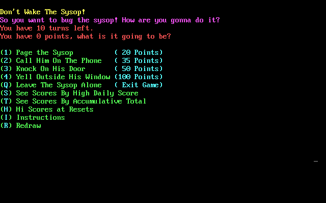 Screenshot of Don't Wake the SysOp (DOS, 1995) - MobyGames