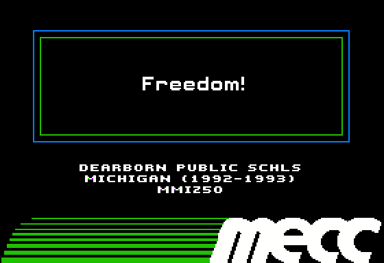 Screenshot of Freedom! (Apple II, 1992) - MobyGames