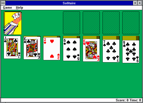 Screenshot of Microsoft Solitaire (Windows 3.x, 1990) - MobyGames