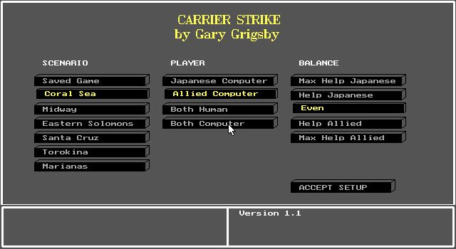 Screenshot of Carrier Strike: South Pacific 1942-44 (DOS, 1992) - MobyGames