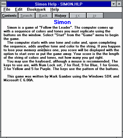 Screenshot of Simon (Windows 3.x, 1991) - MobyGames