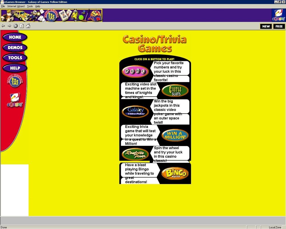 Screenshot of Galaxy of Games: Yellow Edition (Windows, 2002) - MobyGames