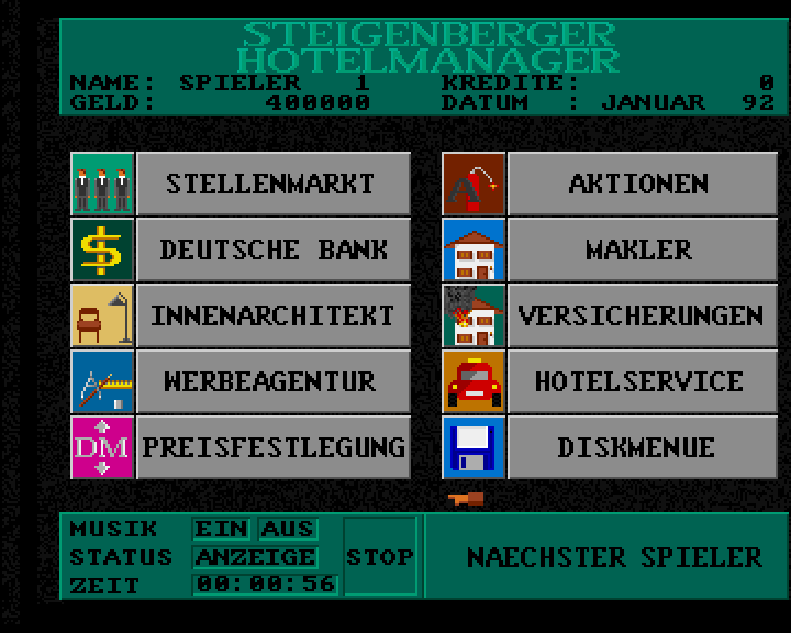 Screenshot of Steigenberger Hotelmanager (Amiga, 1991) - MobyGames