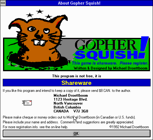 Gopher Squish! (1992) - MobyGames