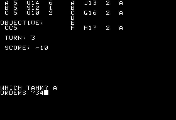 Screenshot of Tanktics (Apple II, 1976) - MobyGames
