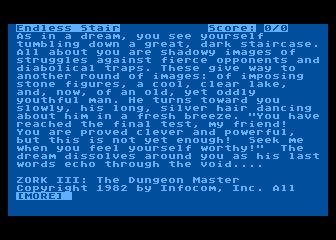 Screenshot of Zork III: The Dungeon Master (Atari 8-bit, 1982) - MobyGames