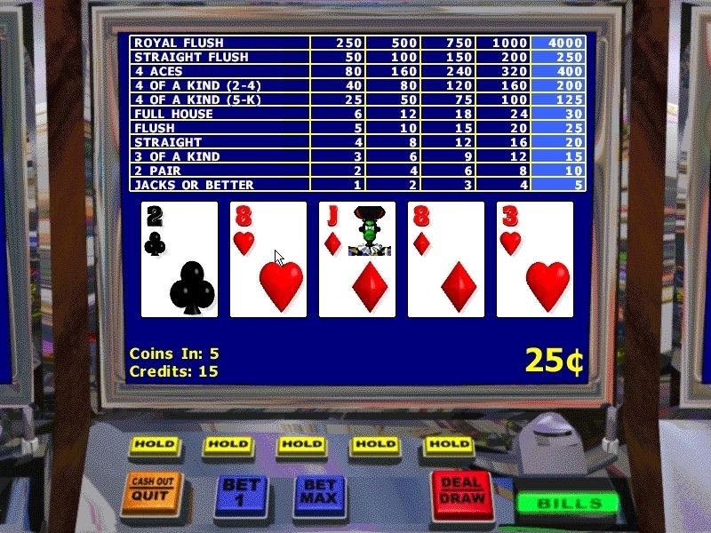 Screenshot of Cardfun Video Poker (Windows, 1999) - MobyGames