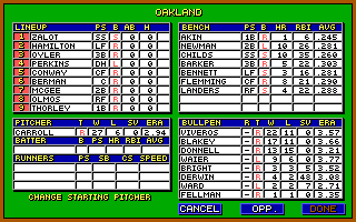 Screenshot of Bo Jackson Baseball (DOS, 1991) - MobyGames