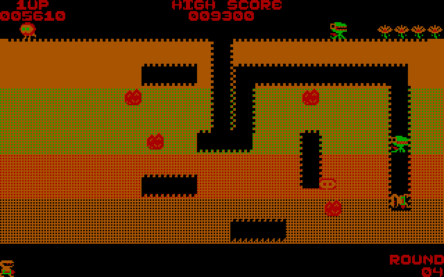 Screenshot of Dig Dug (PC Booter, 1982) - MobyGames