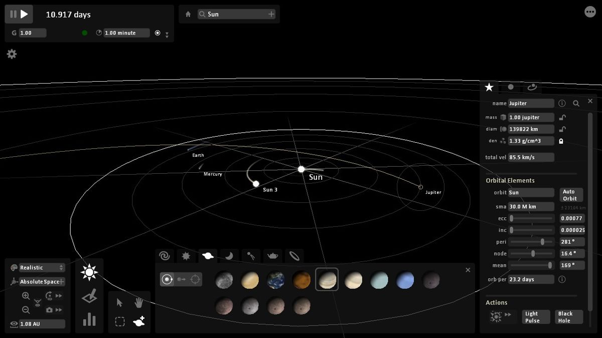 Screenshot of Universe Sandbox (Windows, 2008) - MobyGames