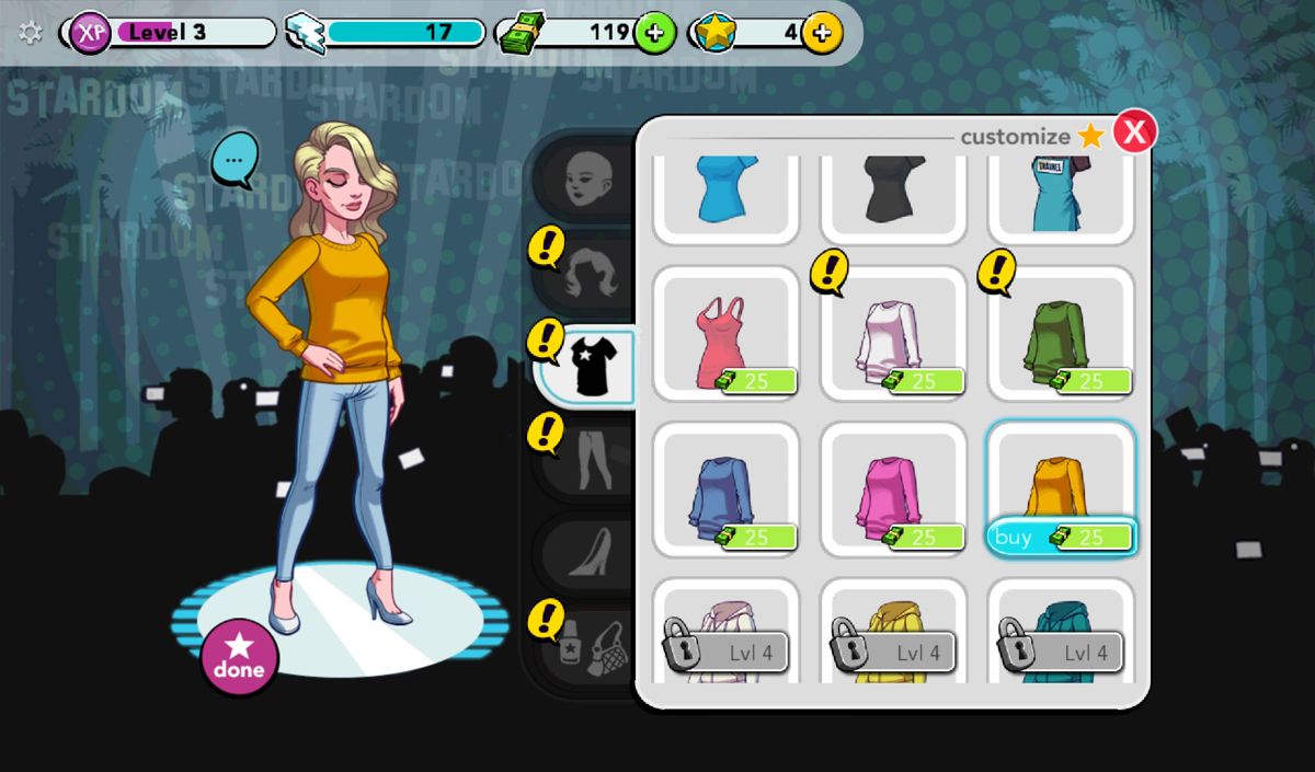 Screenshot of Stardom: Hollywood (Android, 2013) - MobyGames