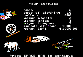 Screenshot of The Oregon Trail (Apple II, 1985) - MobyGames