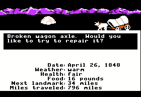 Screenshot of The Oregon Trail (Apple II, 1985) - MobyGames