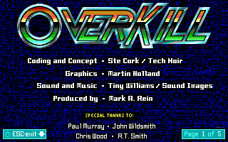 Screenshot of OverKill (DOS, 1992) - MobyGames