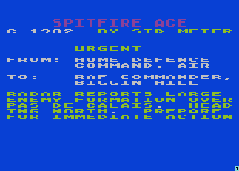 Screenshot of Spitfire Ace (Atari 8-bit, 1982) - MobyGames