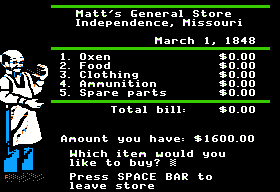Screenshot of The Oregon Trail (Apple II, 1985) - MobyGames